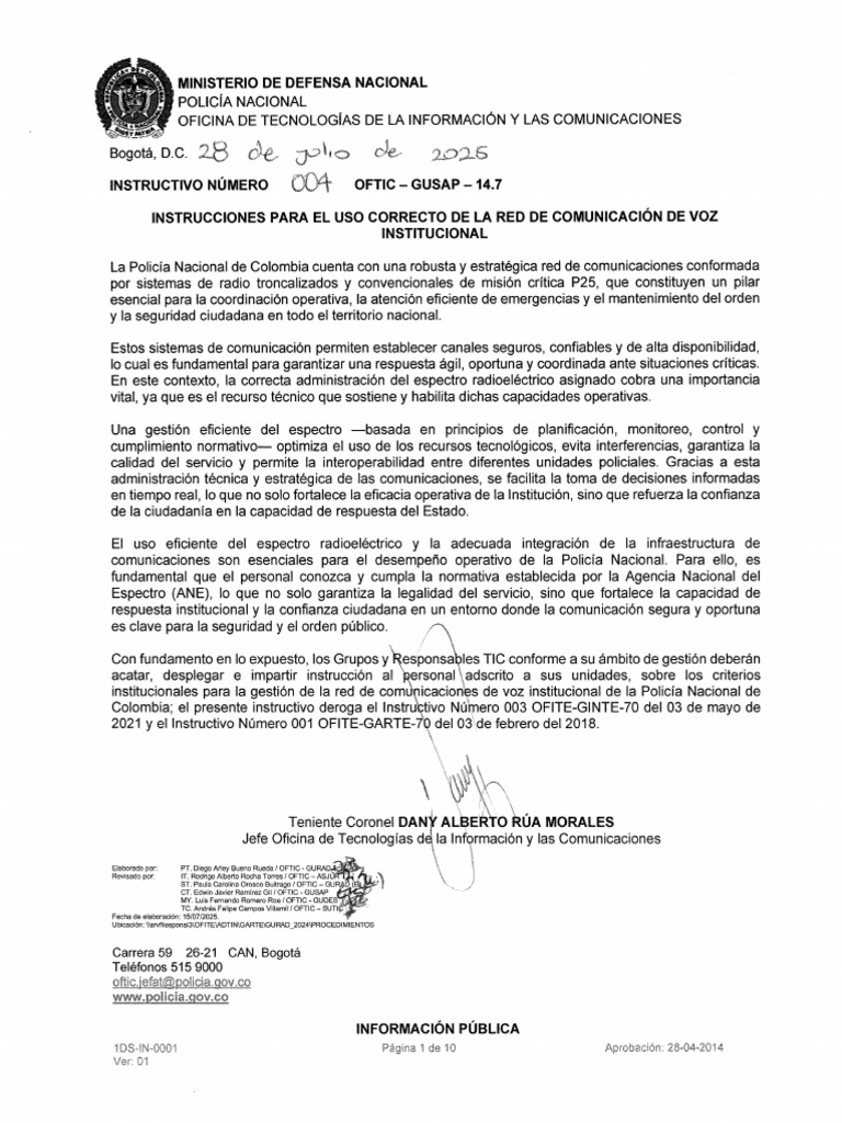 Instructivo Número 004 Oftic - Gusap - 14.7 Del 28072025 Instrucciones ...