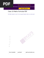 ICSE Class 10 Maths Formula Sheet 2025 | PDF