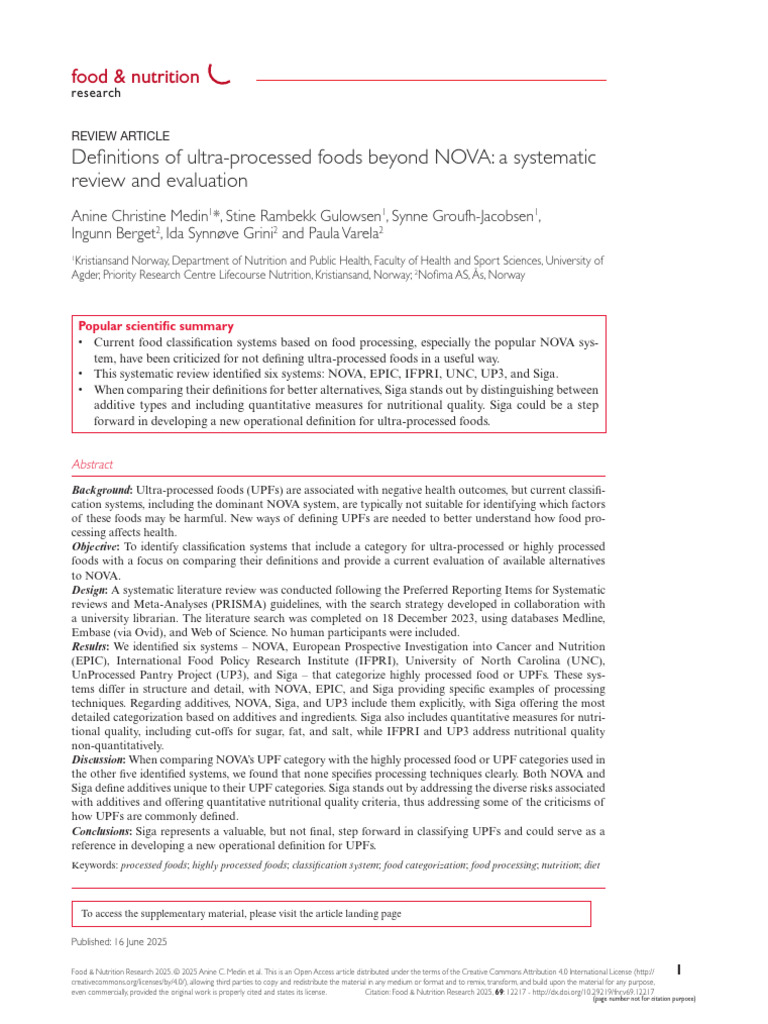 Ultra Processed Foods (UPF) | PDF | Systematic Review | Chemistry