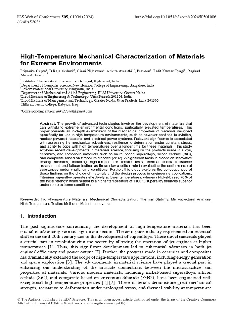 High-Temperature Deformation Resistance Analysis | PDF | Creep ...