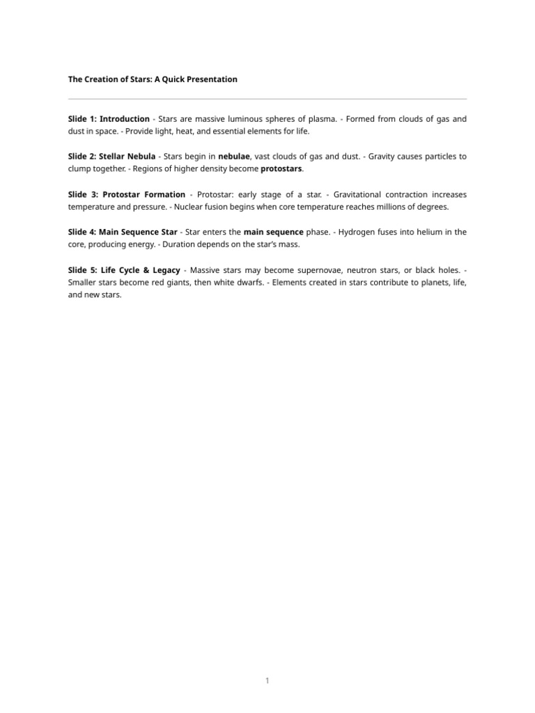 Star Formation and Life Cycle Overview | PDF