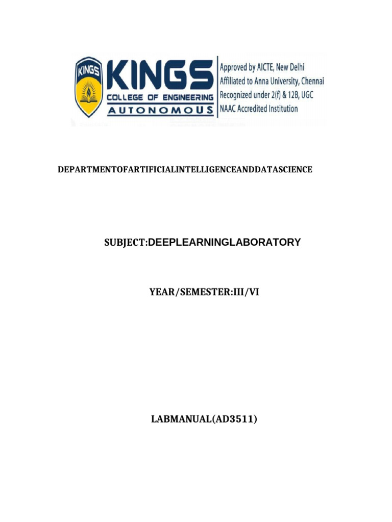 Deep Learning Laboratory Lab Manual | PDF | Filename | Vocabulary