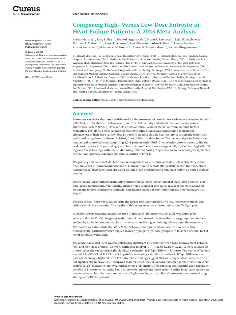 Comparing High - Versus Low-Dose Entresto in Heart Failure | PDF ...