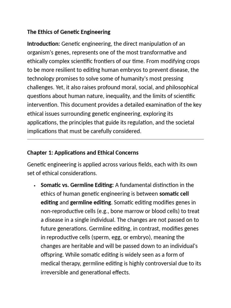 Ethical Considerations in Genetic Engineering | PDF | Genetic ...