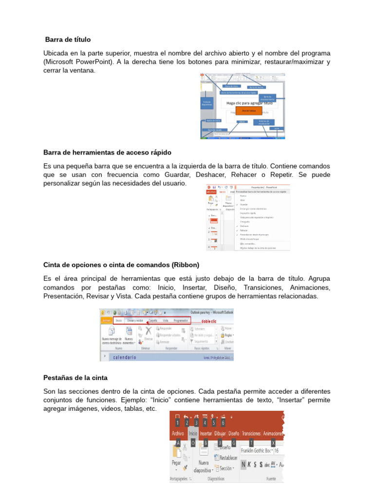 Funciones de la barra de título en PowerPoint | PDF