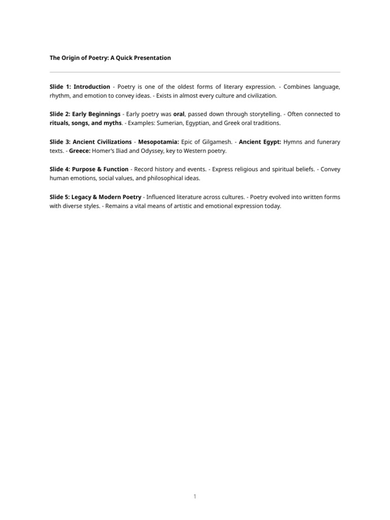 Poetry Origin Presentation | PDF