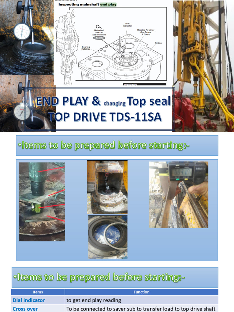 Adjusting Top Drive End Play | PDF | Mechanical Engineering | Equipment