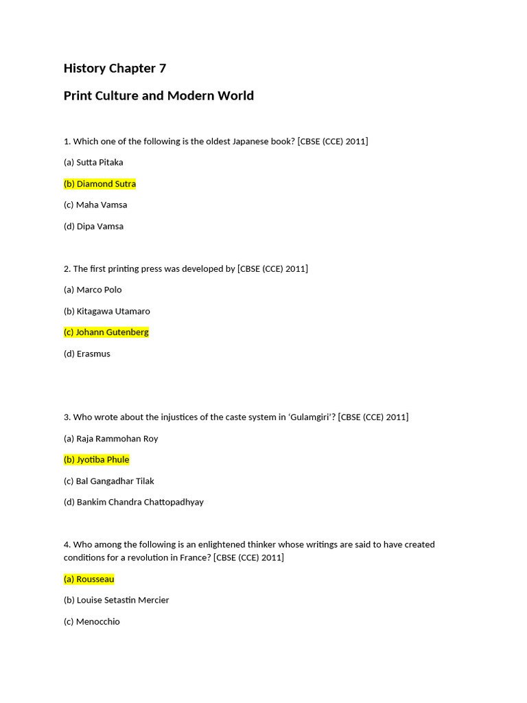 History Chapter Print Culture and Modern World | PDF | Printing ...