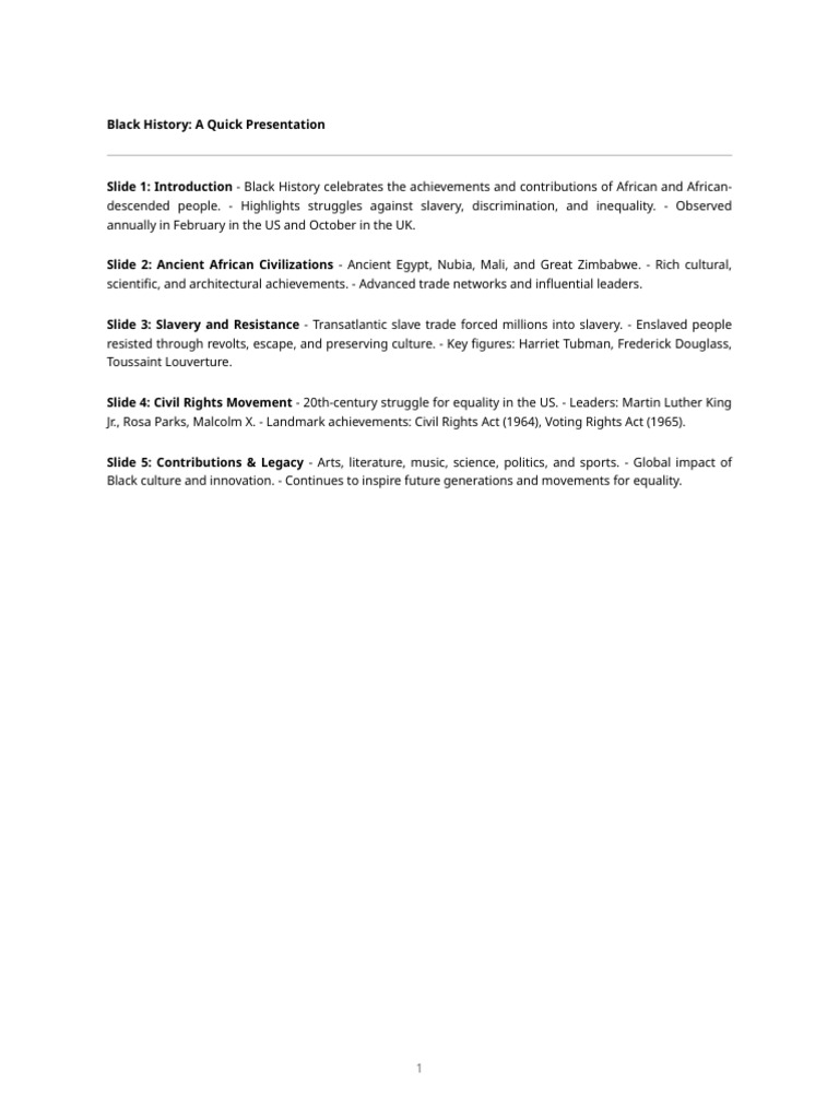Black History Presentation | PDF