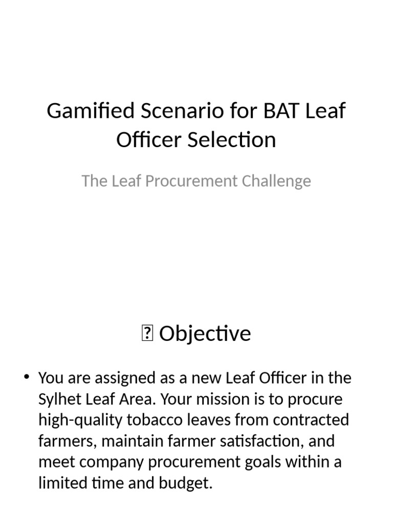Gamified Scenario BAT Leaf Officer | PDF
