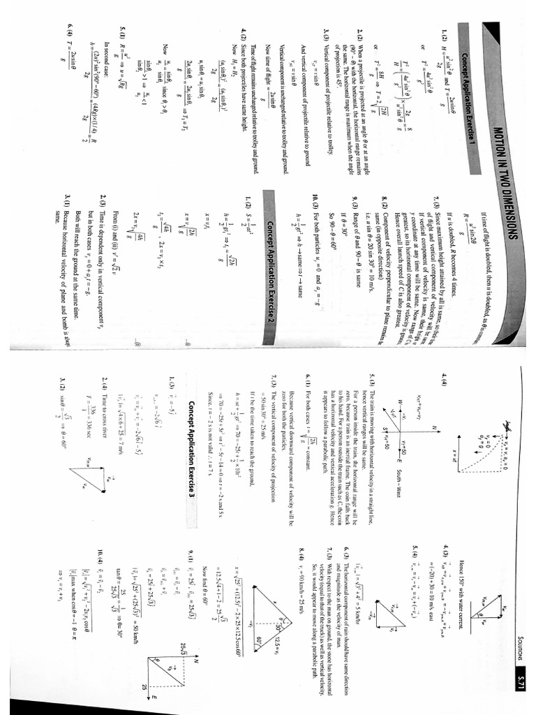 Motion in Plane (Answer Key) | PDF
