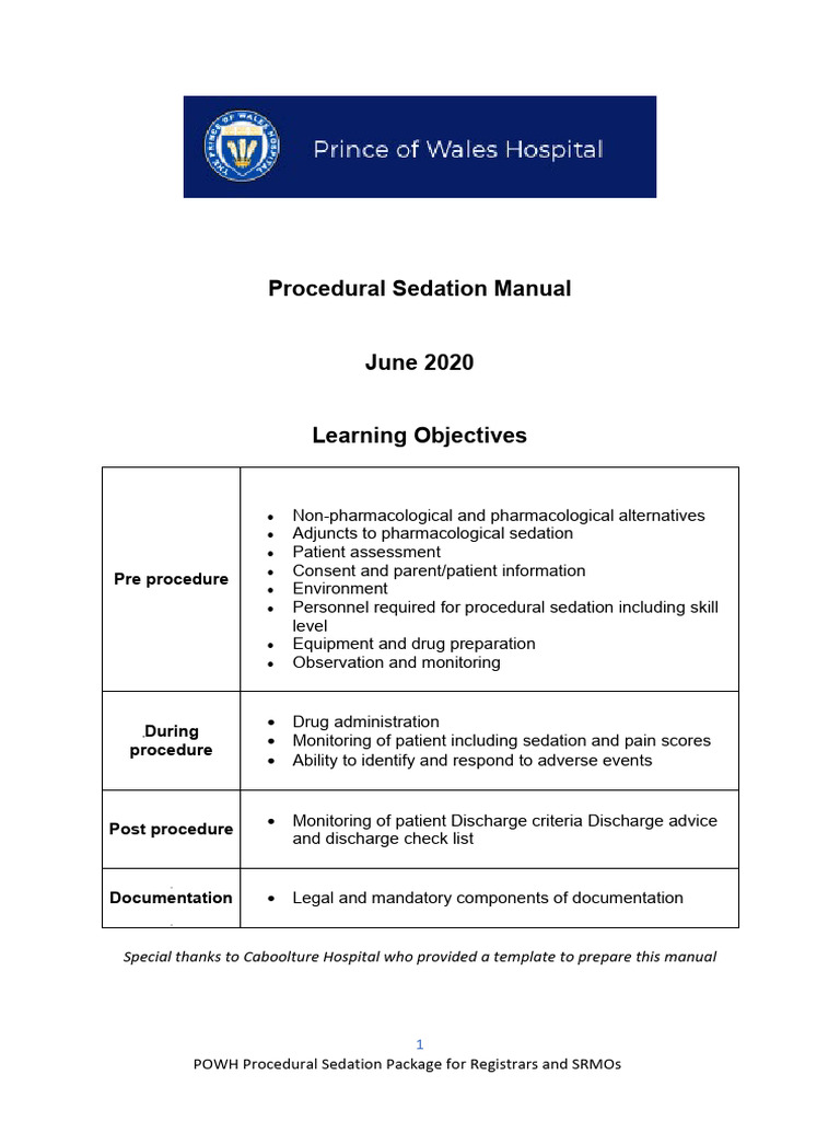 Procedural Sedation Guidelines for Registrars | PDF | Monitoring ...