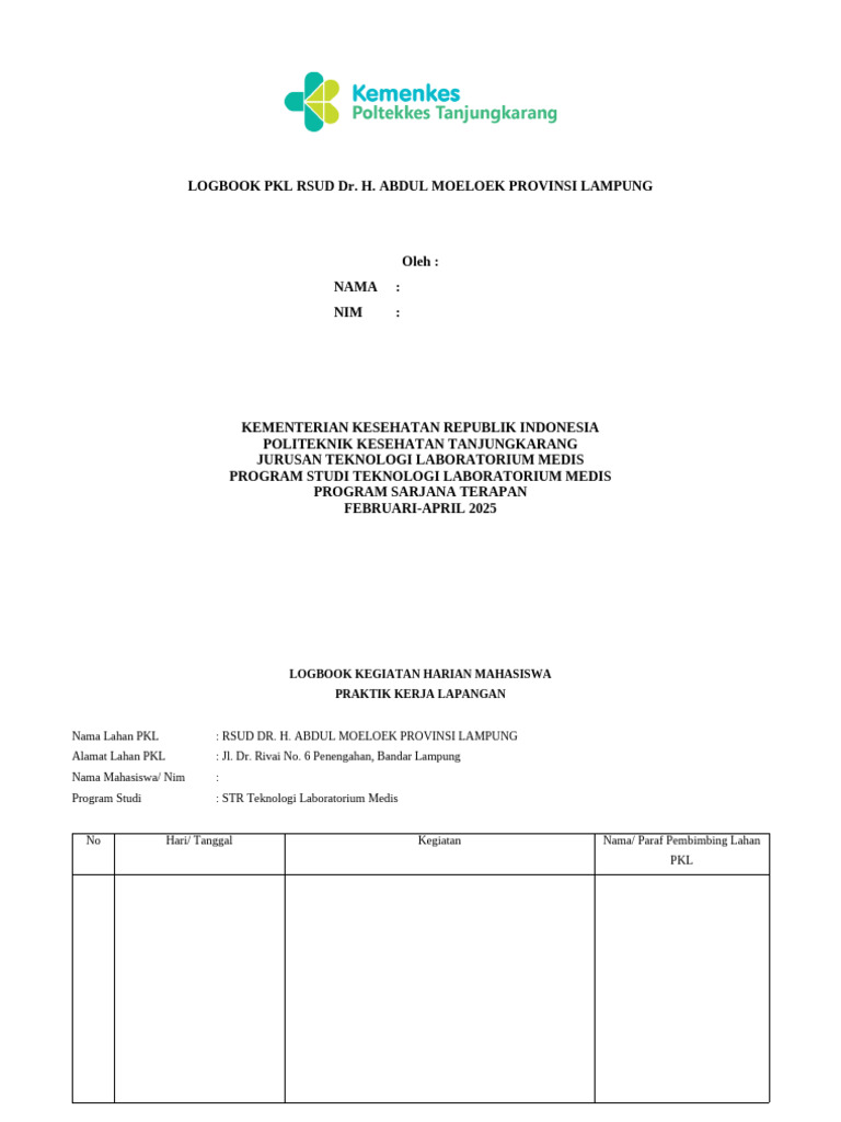 Logbook PKL Rsud DR | PDF