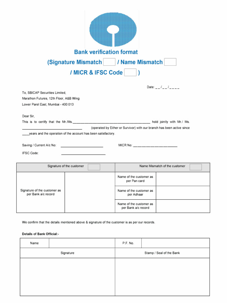 Bank Verification Format1 | PDF