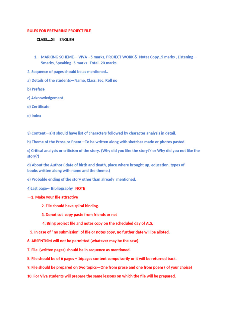 12 Rules For Making Project File-1 | PDF