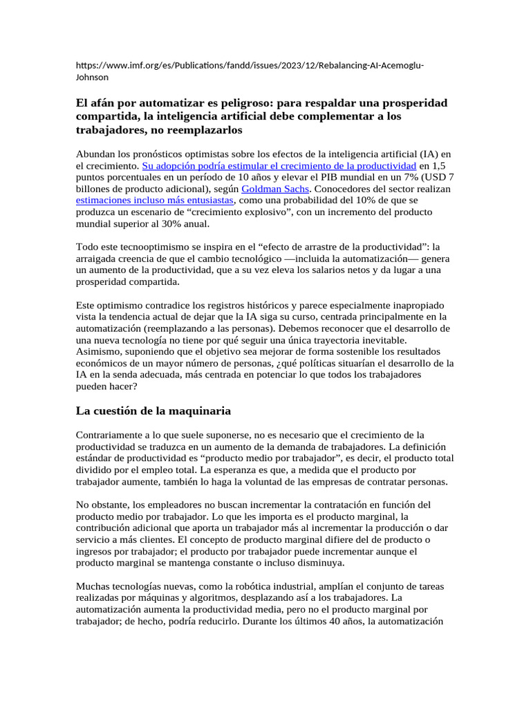 1 Acemoglu Reequilibrar La IA | PDF | Inteligencia artificial | Inteligencia (IA) y semántica