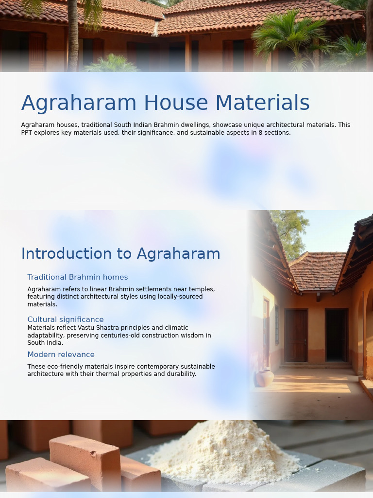 Agraharam Architecture: Sustainable Materials | PDF | Building ...
