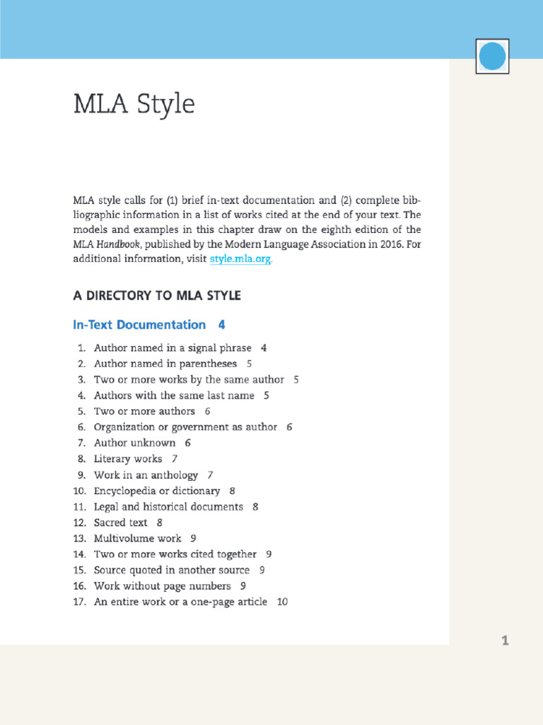 MLA Guidelines Writing Center | PDF
