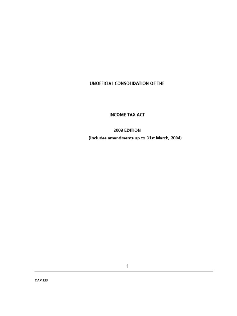 Zambia Income Tax Act Consolidation 2003 | PDF | Dividend | Taxes