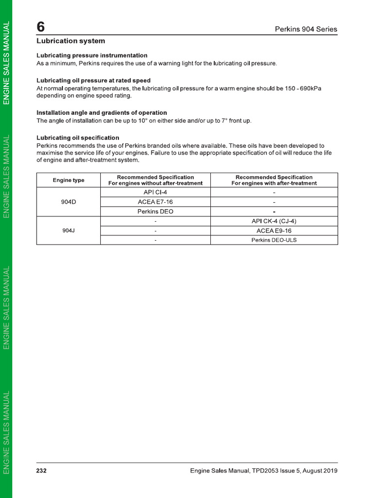 Oil Specification Stage V | PDF