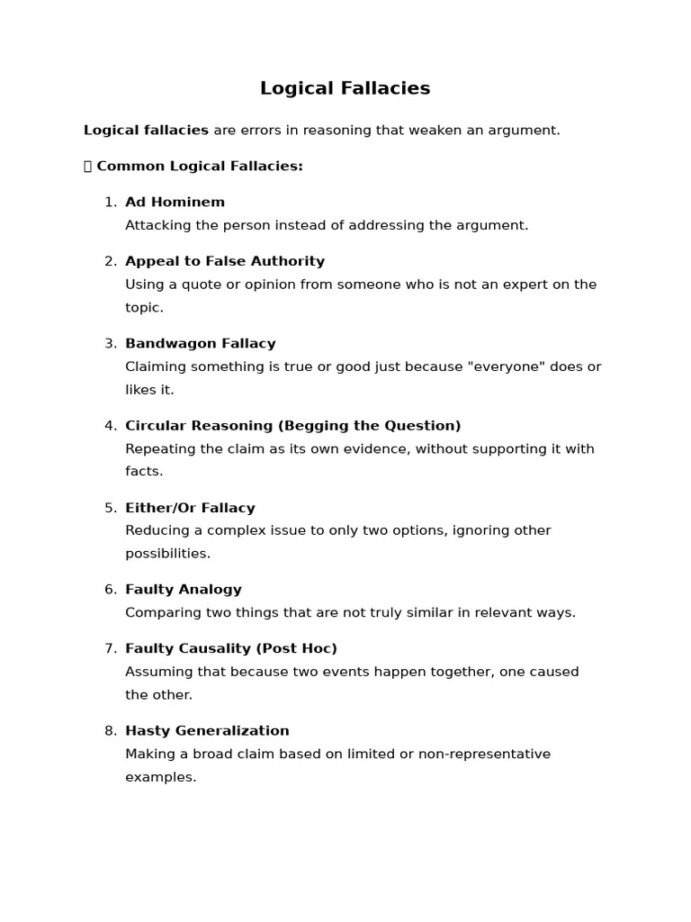 Logical Fallacies | PDF