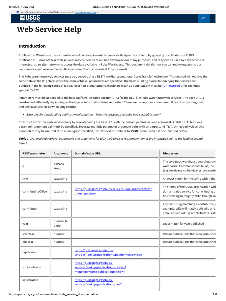 USGS Publications Warehouse Web Services Guide | PDF | Software ...