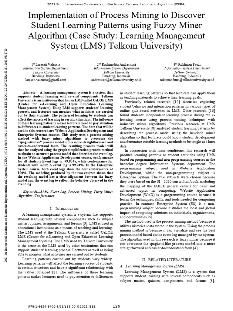 Implementation of Process Mining To Discover Student Learning Patterns Using Fuzzy Miner ...