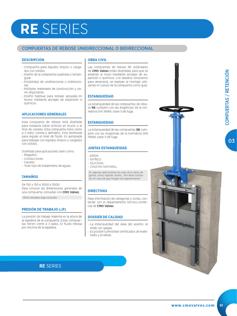 Compuertas de Rebose RE para Obras Civiles | PDF | Ingeniería mecánica