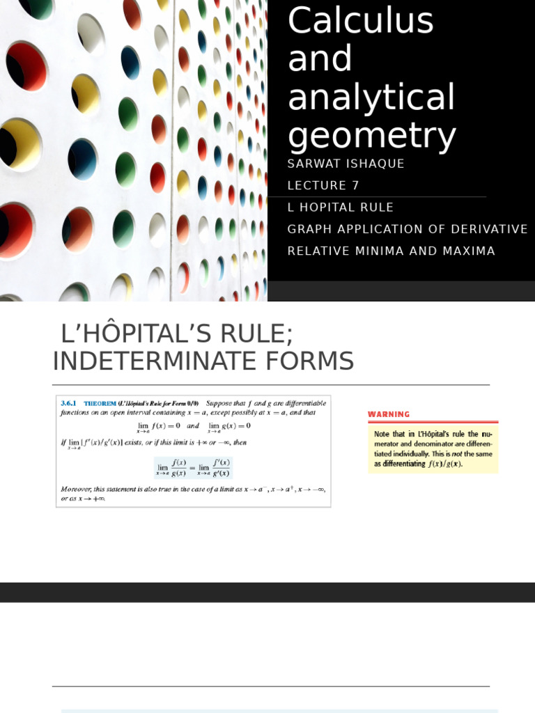 Calculus L Hopital Rule | PDF