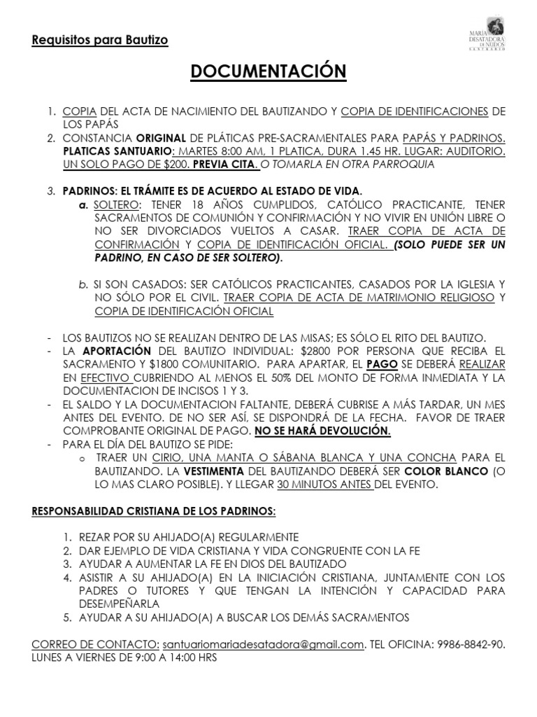 REQUISITOS BAUTIZO | PDF