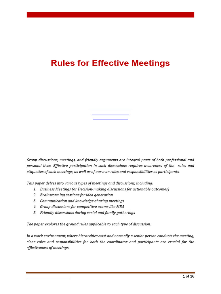 Effective Meeting Rules and Strategies | PDF | Brainstorming | Thought