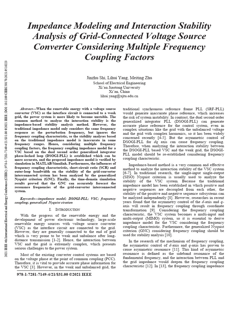 Impedance Modeling and Interaction Stability Analysis of Grid-Connected ...