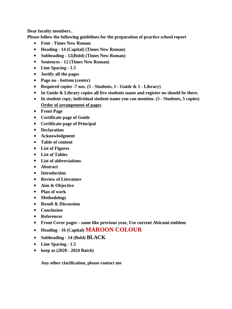 Practice School Report Guidelines | PDF
