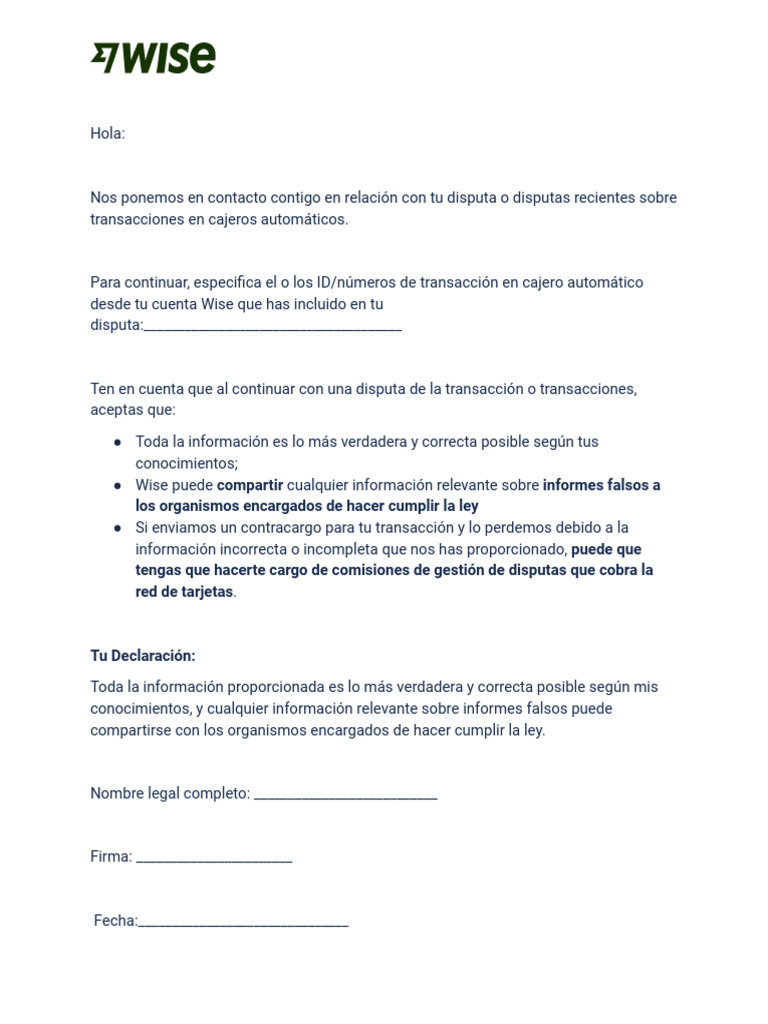 ATM Cardholder Letter, ES | PDF