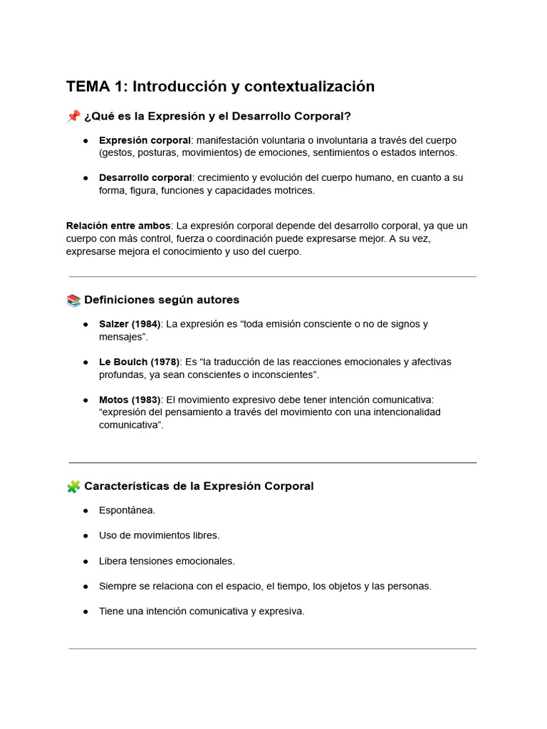Temas 1-10 Expr Corporal | PDF | Las emociones | Enseñando