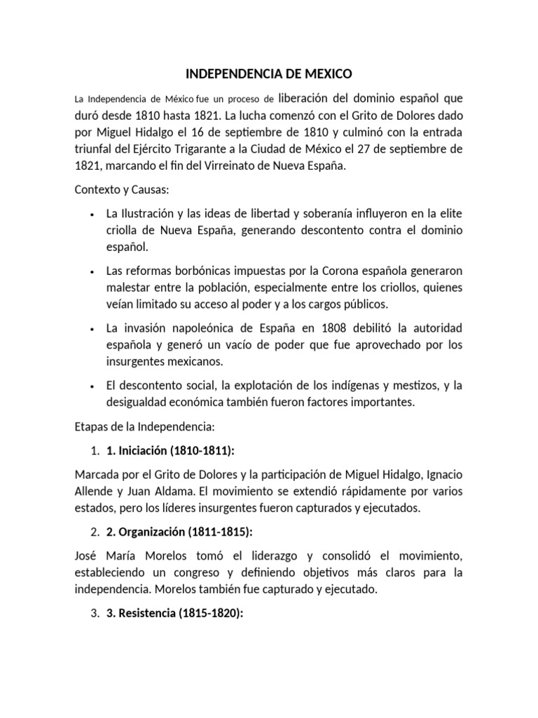 Historia de la Independencia de México | PDF