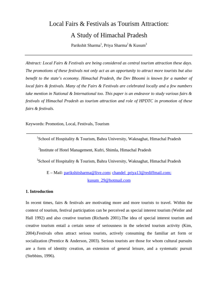 Himachal Pradesh Fairs: Tourism Boost | PDF | Deities | Tourism