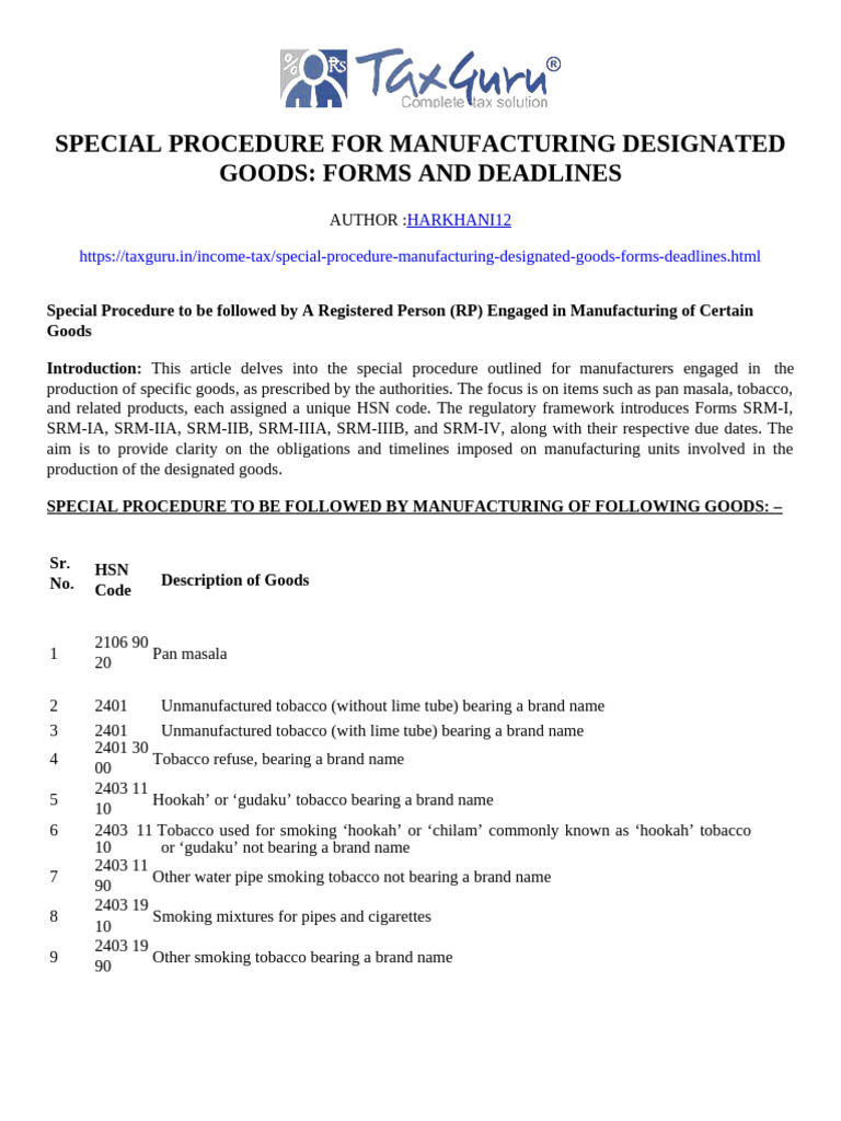 Special Manufacturing Procedure for Goods | PDF | Smoking | Tobacco Smoking