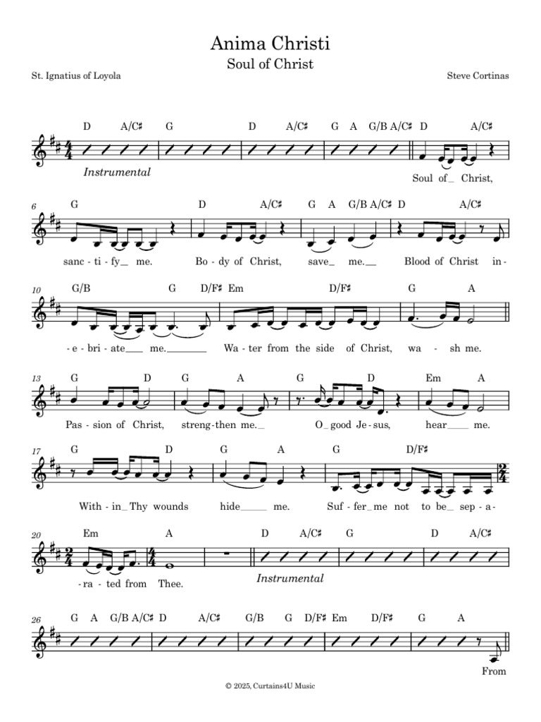 Anima Christi Lyrics and Chords | PDF | Christian Worship And Liturgy ...