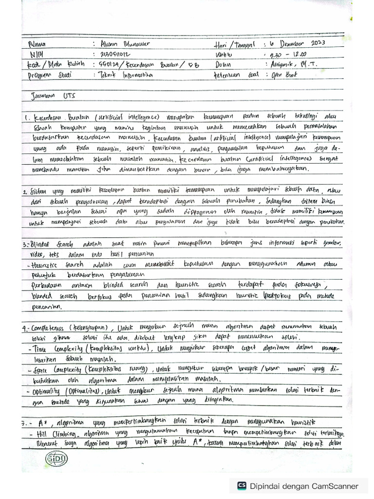 Alwan Munawar 2130511072 UTS Kecerdasan Buatan | PDF