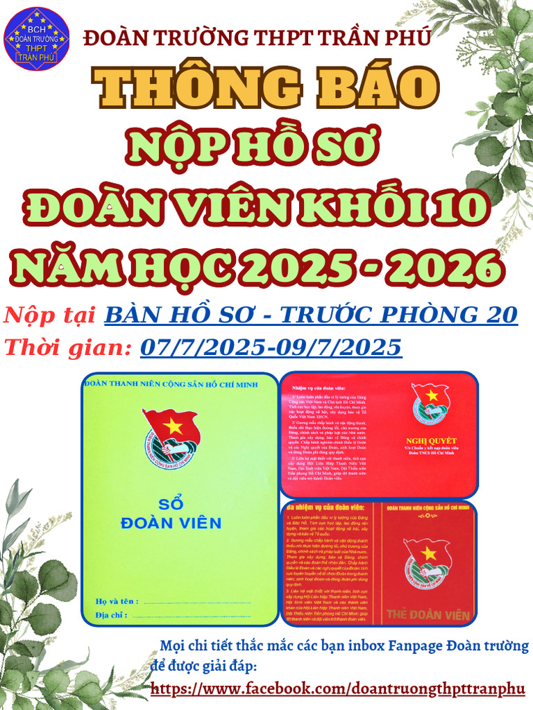 Huong Dan Nop Ho So Doan Vien NH 2025 2026 Gianh Cho Hs Khoi 10 Va ...