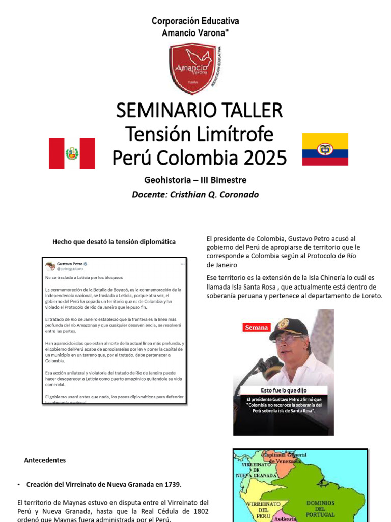 Tensión Limítrofe Perú Colombia | PDF | Perú | Colombia