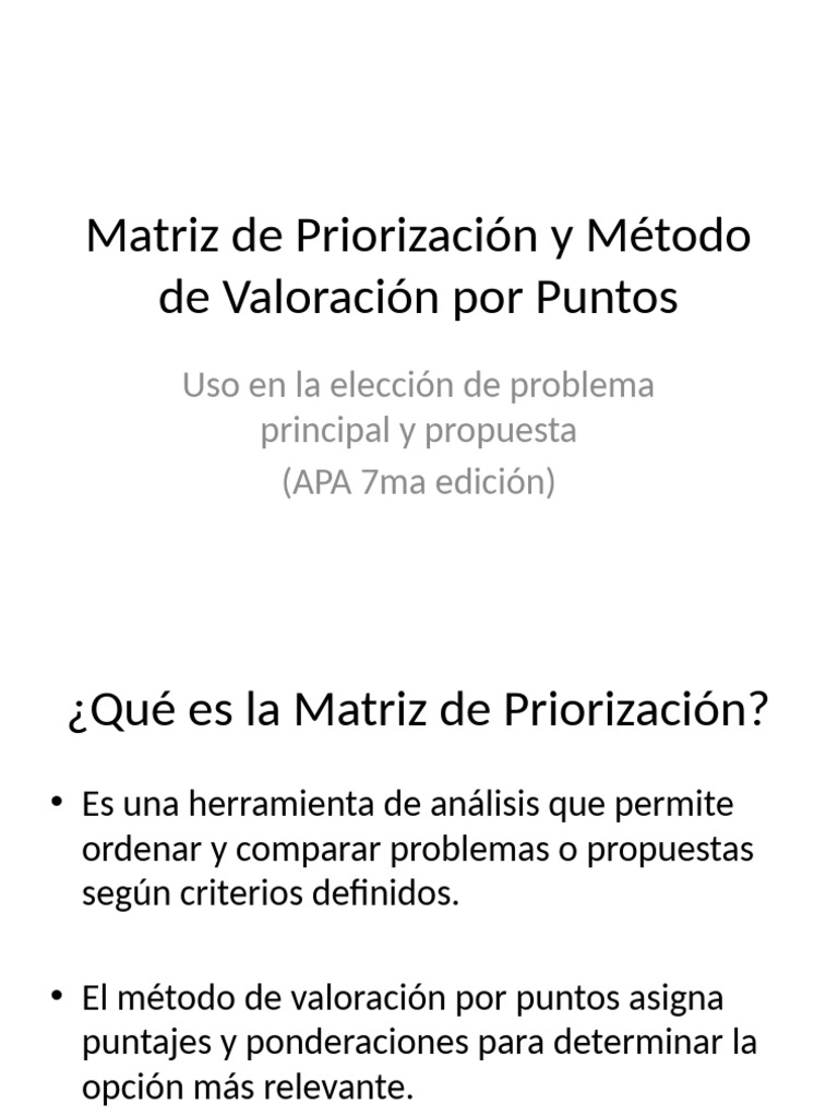 Matriz de Priorización y Valoración | PDF