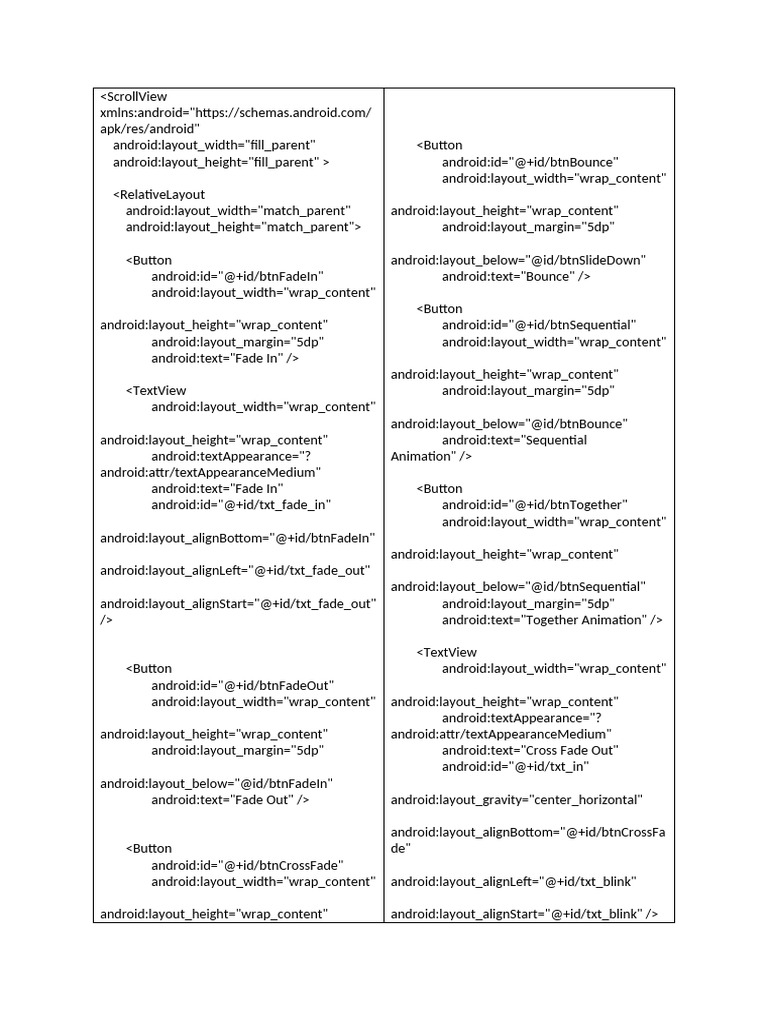 Android Animation Buttons Layout | PDF