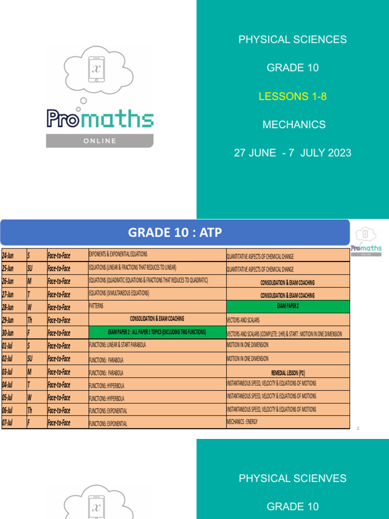 Grade 10 Mechanics Kutlwanong Promaths Presentation j2023-2 | PDF ...