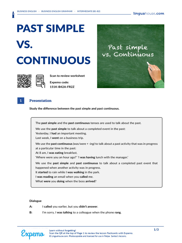 Past Simple vs. Continuous Grammar Guide | PDF | Syntax | Grammar