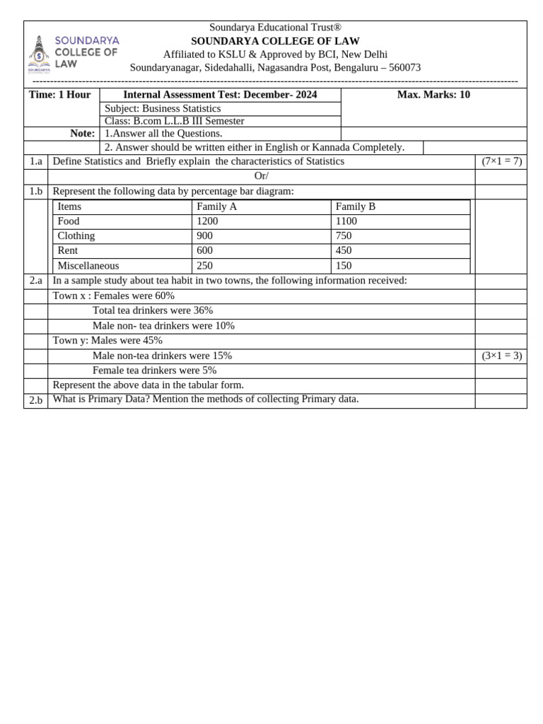 Internal Assessment Question Paper Pattern | PDF | Methodology ...