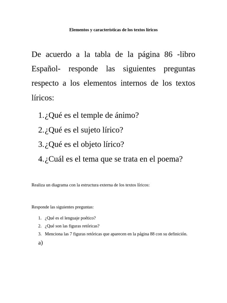 Elementos y Características de Los Textos Líricos | PDF
