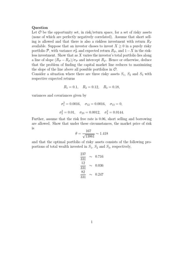 Optimal Risky Portfolio Analysis | PDF | Risk | Sharpe Ratio