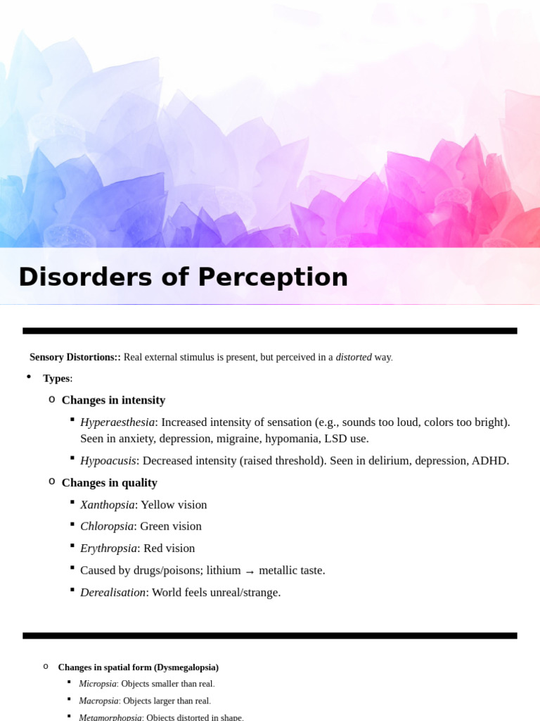 Disorder of Perception | PDF | Hallucination | Perception